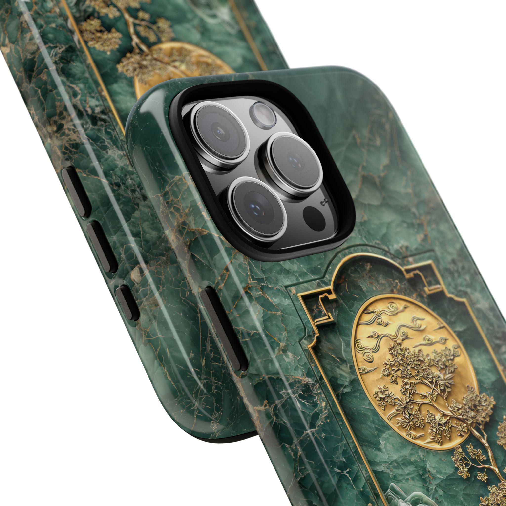 Asian Phone Case | Gold Tree and Moon Inlay Jade Tough Case Design ...