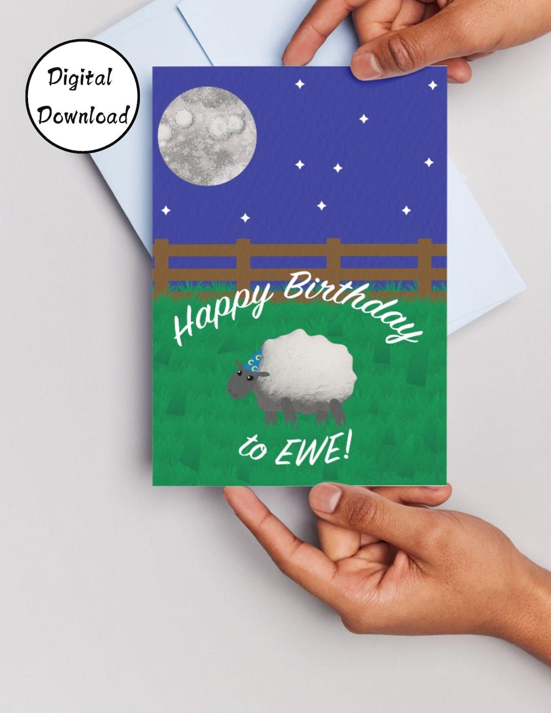 Happy Birthday to EWE, Sheep Theme Birthday, Sheep Lover Card, Animal ...