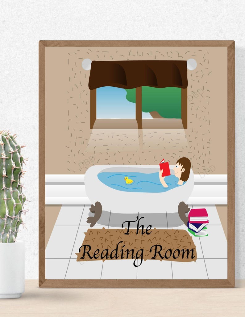The Reading Room, Bathroom Wall Art, Bathroom Decor, Digital Download ...