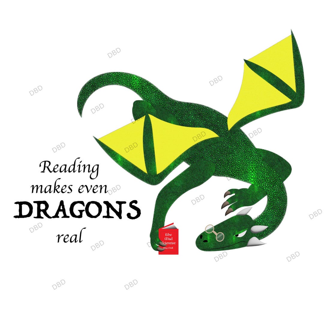 Reading Dragon SVG PNG: Fierce Book Quote (digital Download) - Etsy