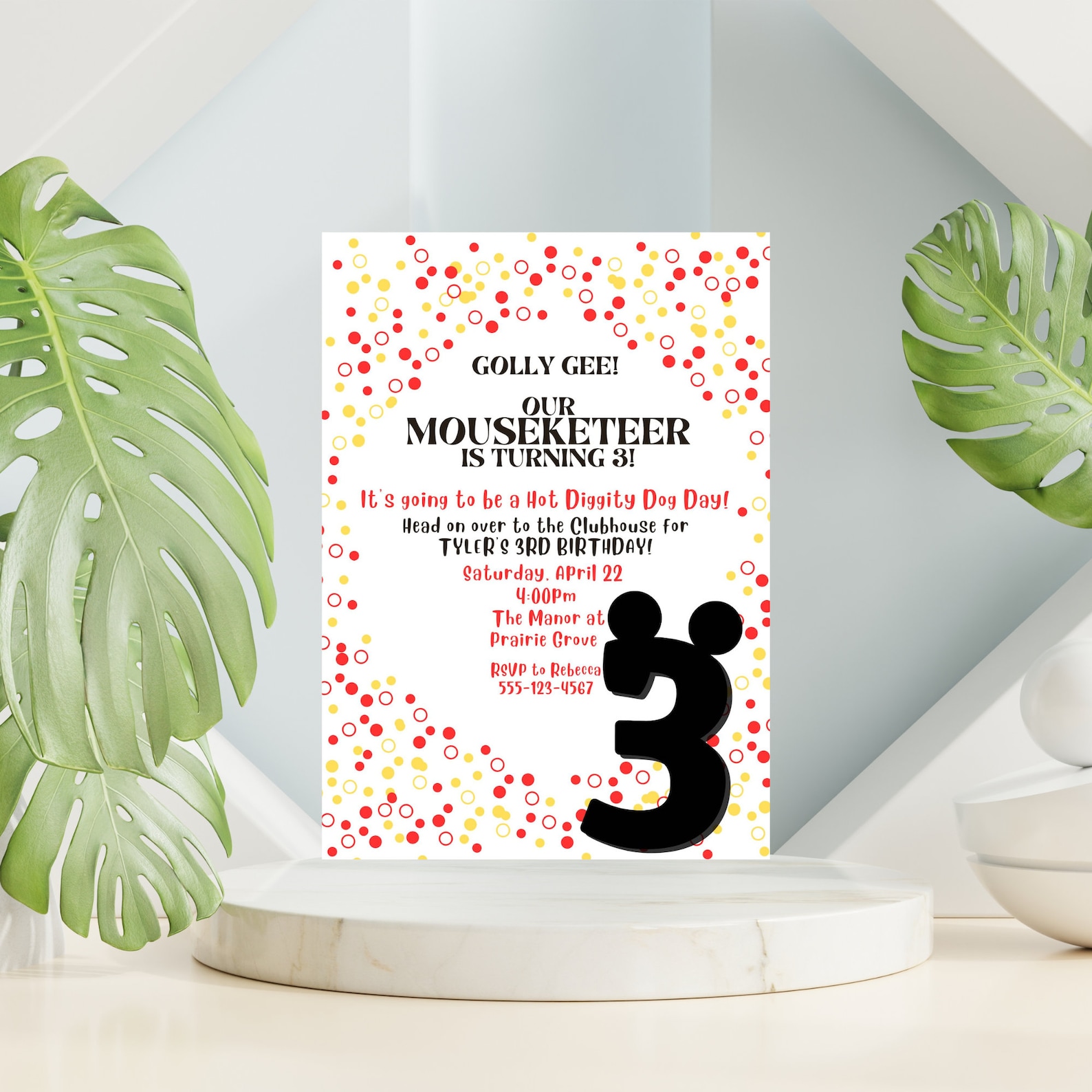 Mickey Mouse 3rd Birthday Invitation - Etsy