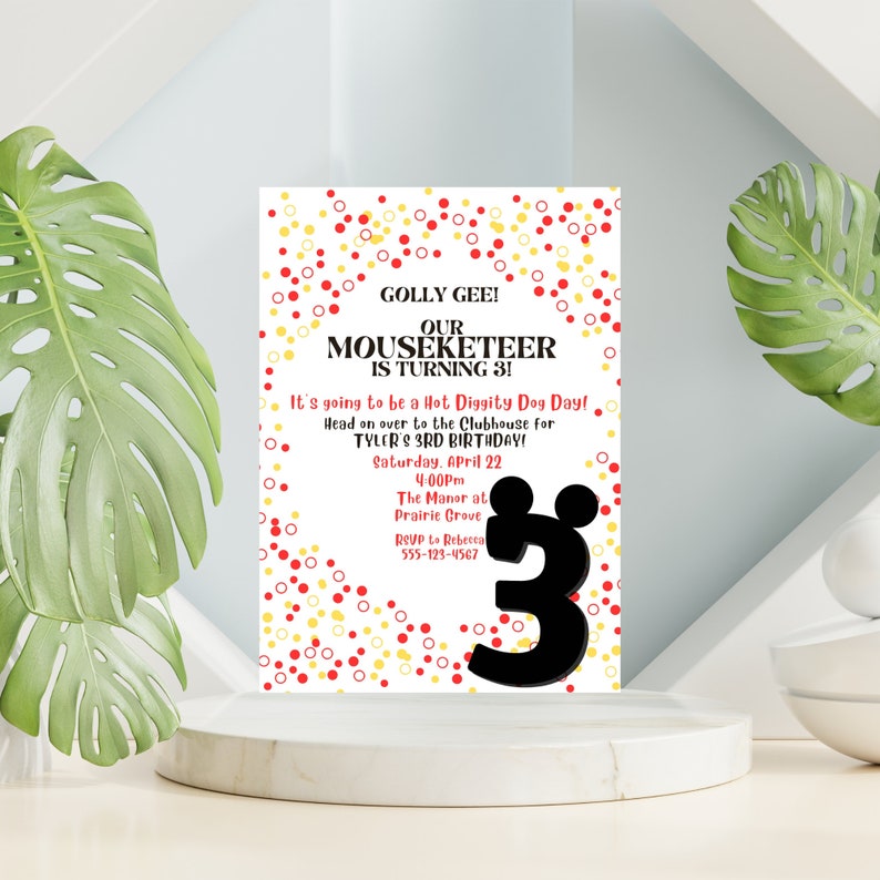 Mickey Mouse 3rd Birthday Invitation - Etsy