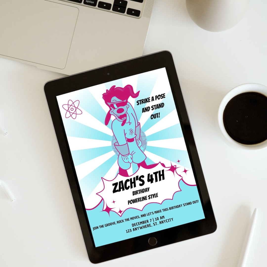 Goofy Movie Birthday Invitation: Powerline Theme, Editable Canva ...