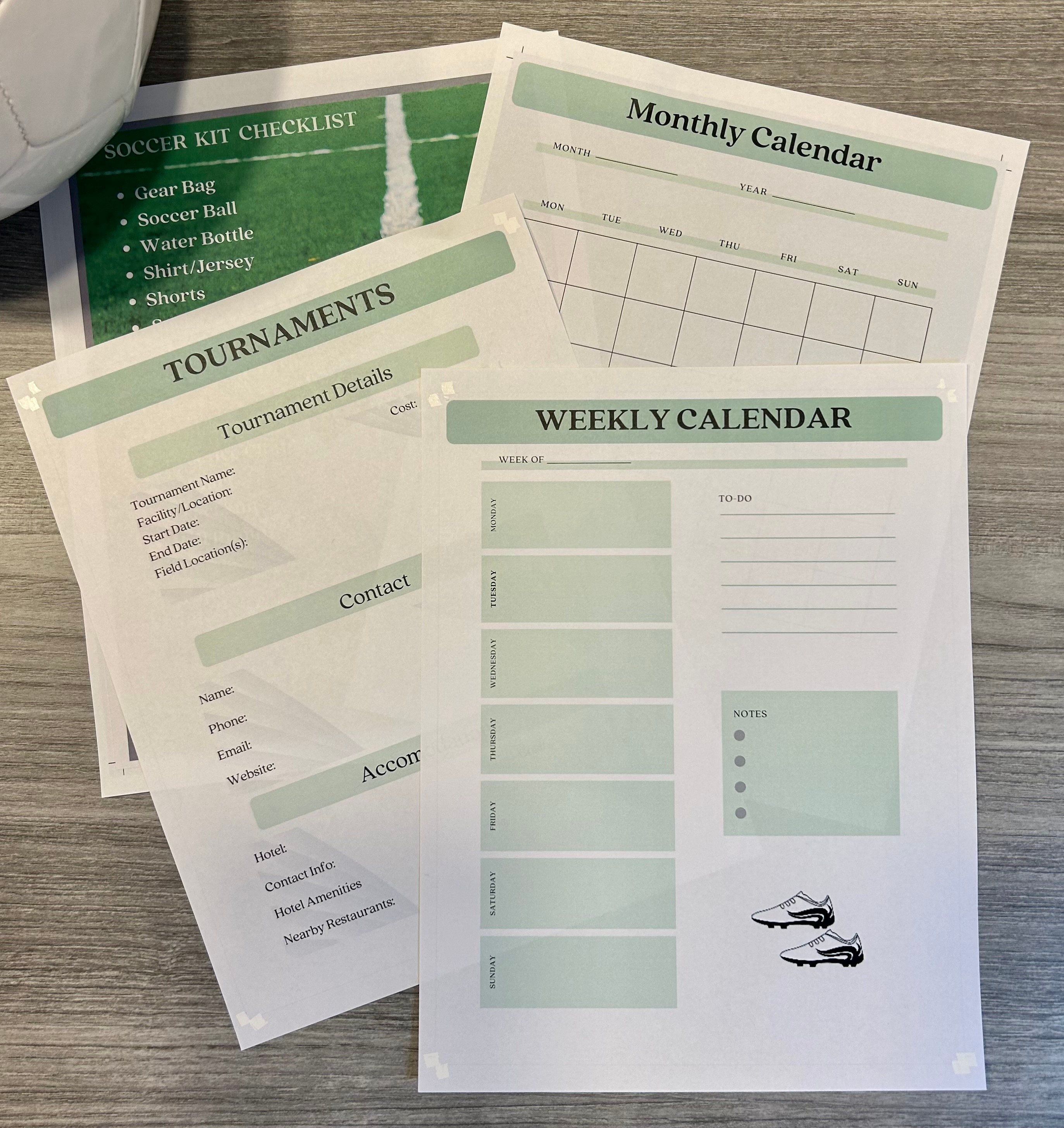 Printable Soccer Planner, Fillable PDF, Sports Calendar, Boys Girls ...