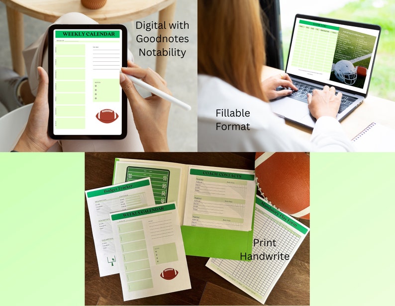 Printable Football Planner, Fillable PDF, Sports Calendar, Sports ...