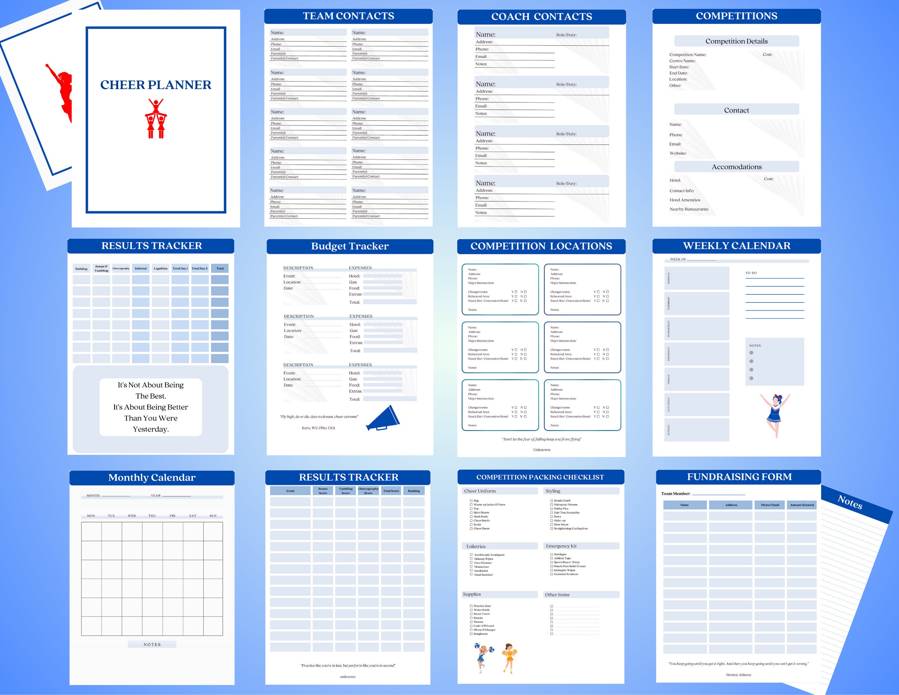 Printable Cheer Planner Fillable PDF Cheer Squad Planner - Etsy