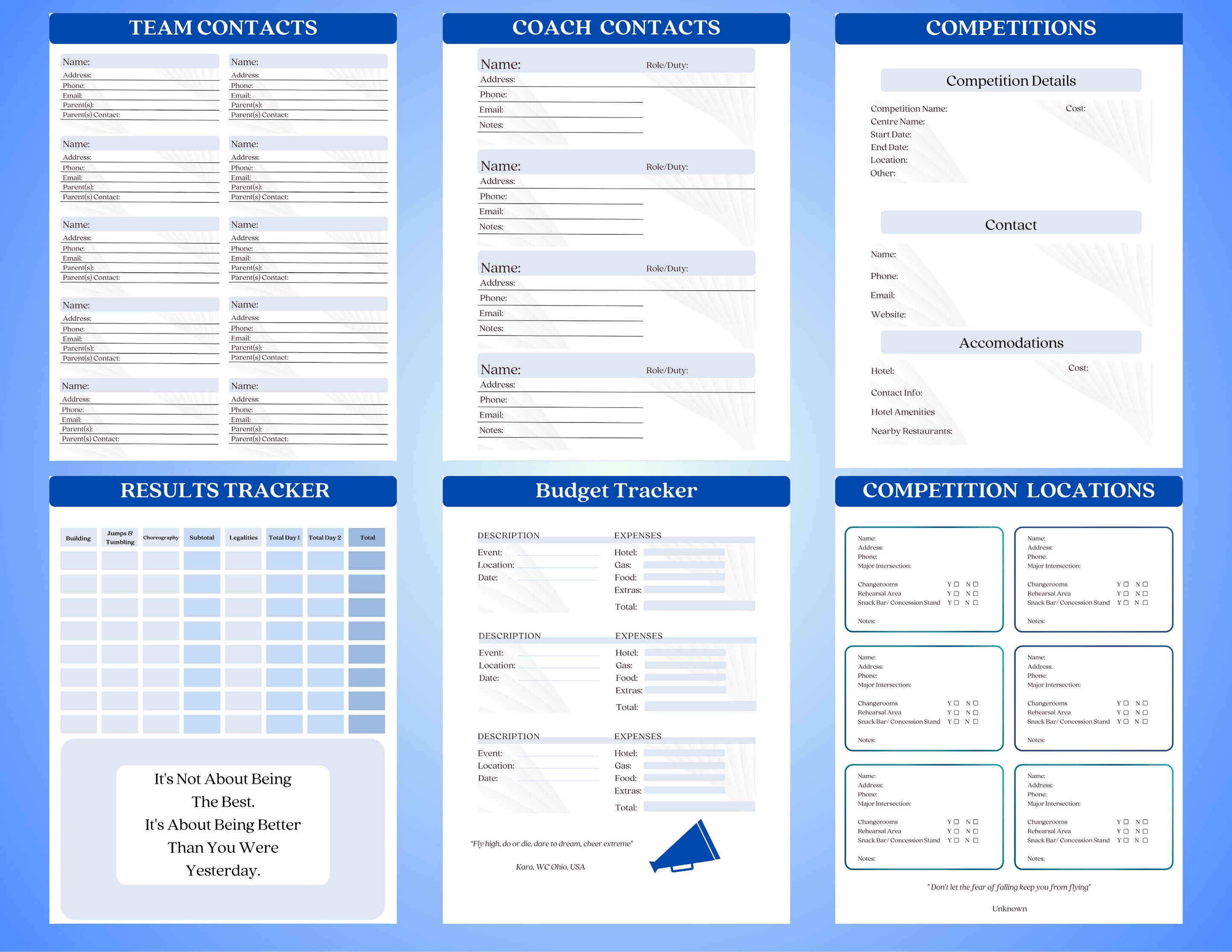 Printable Cheer Planner Fillable PDF Cheer Squad Planner - Etsy