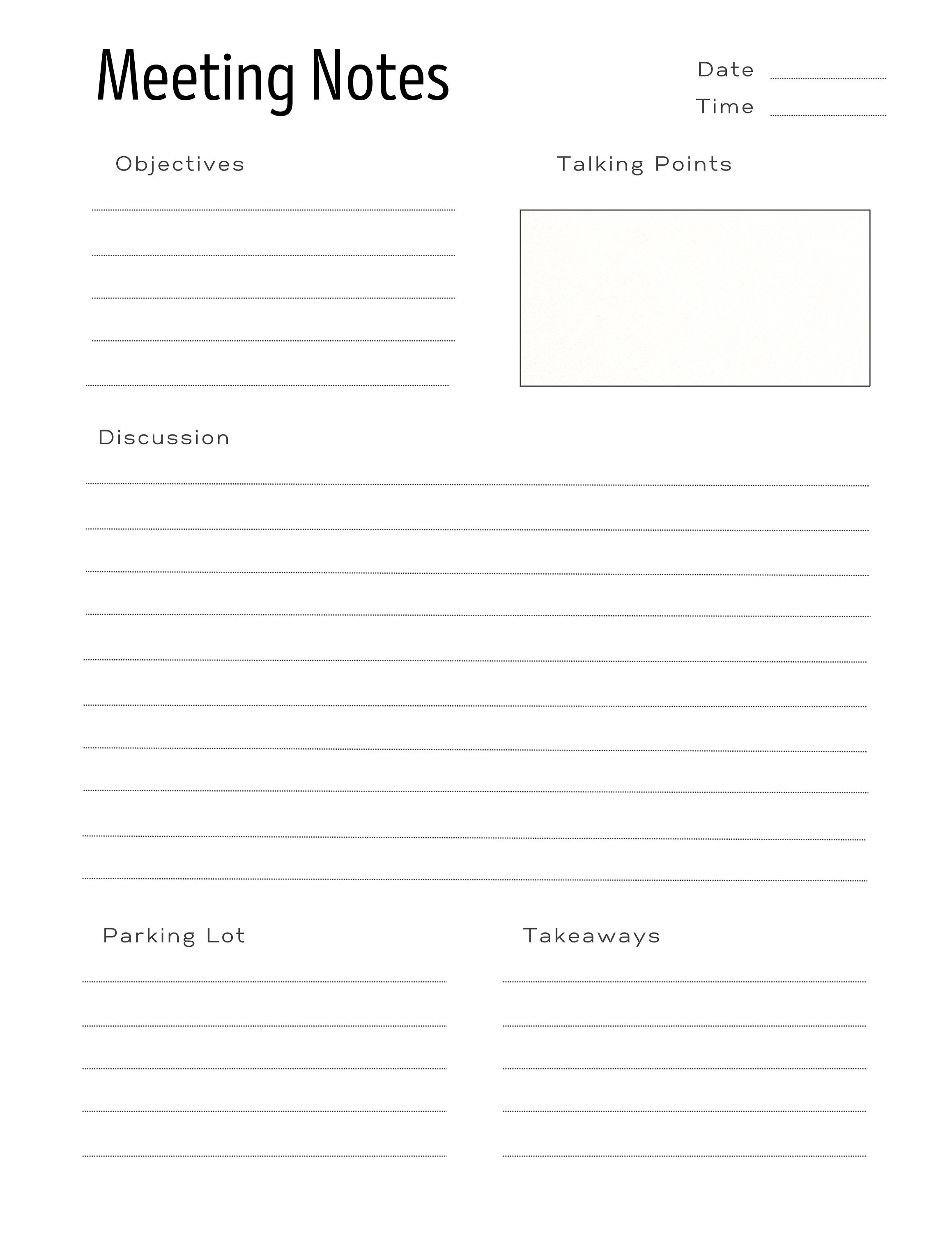 Meeting Notes Printable, Meeting Agenda, Fillable Meeting Minutes ...