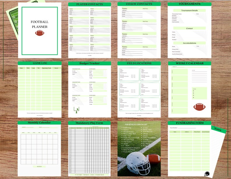 Printable Football Planner, Fillable PDF, Sports Calendar, Sports ...