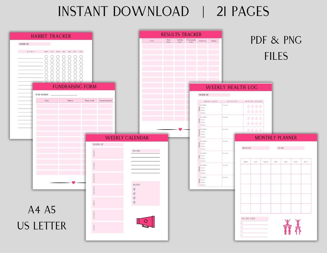 Printable Cheer Planner: Squad Schedule, Team Tracker (PDF & PNG) - Etsy