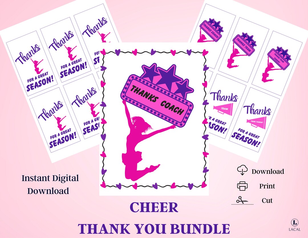 Cheer Thank You Gift Tag, Gift Card, Printable Thank You for A Great ...