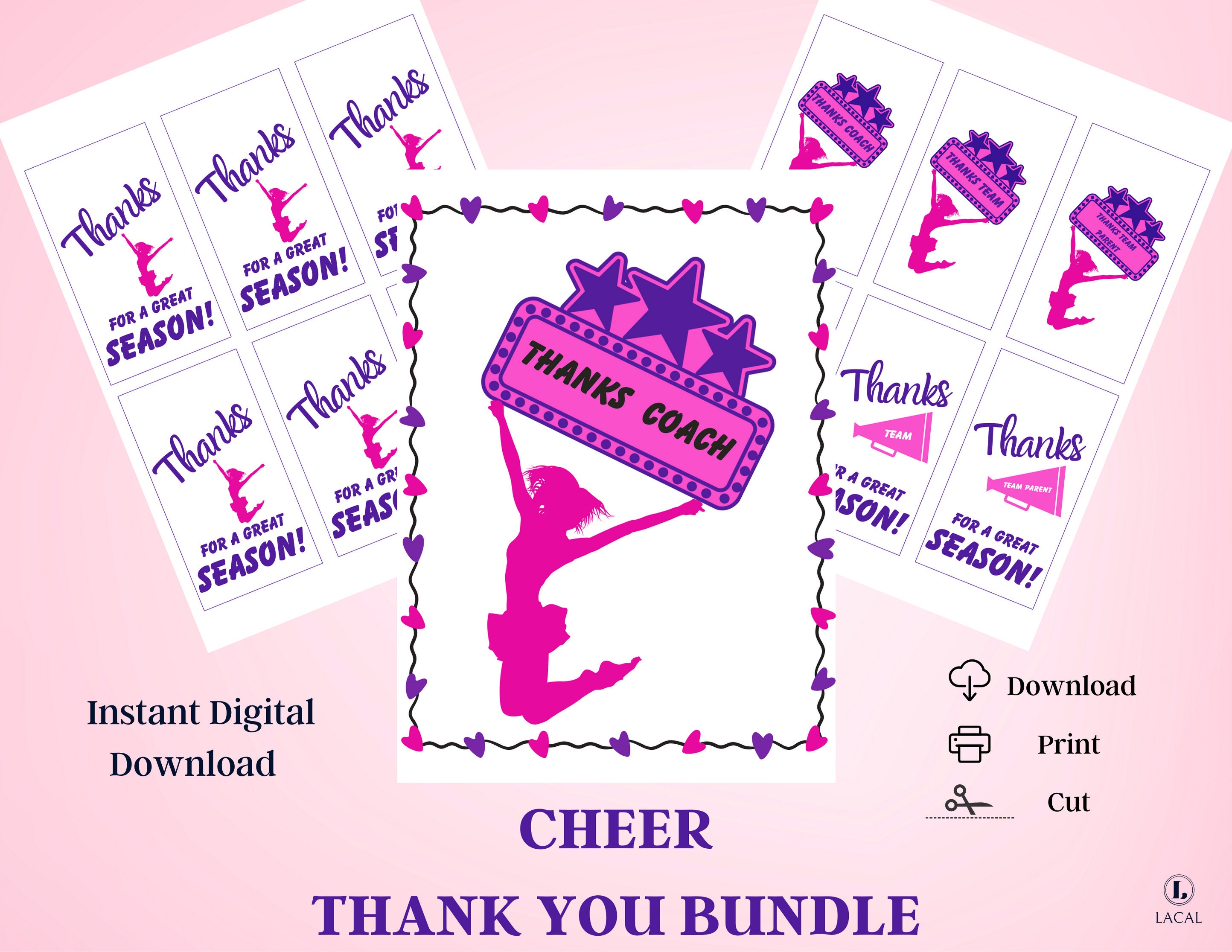 Cheer Thank You Gift Tag, Gift Card, Printable Thank You for A Great ...