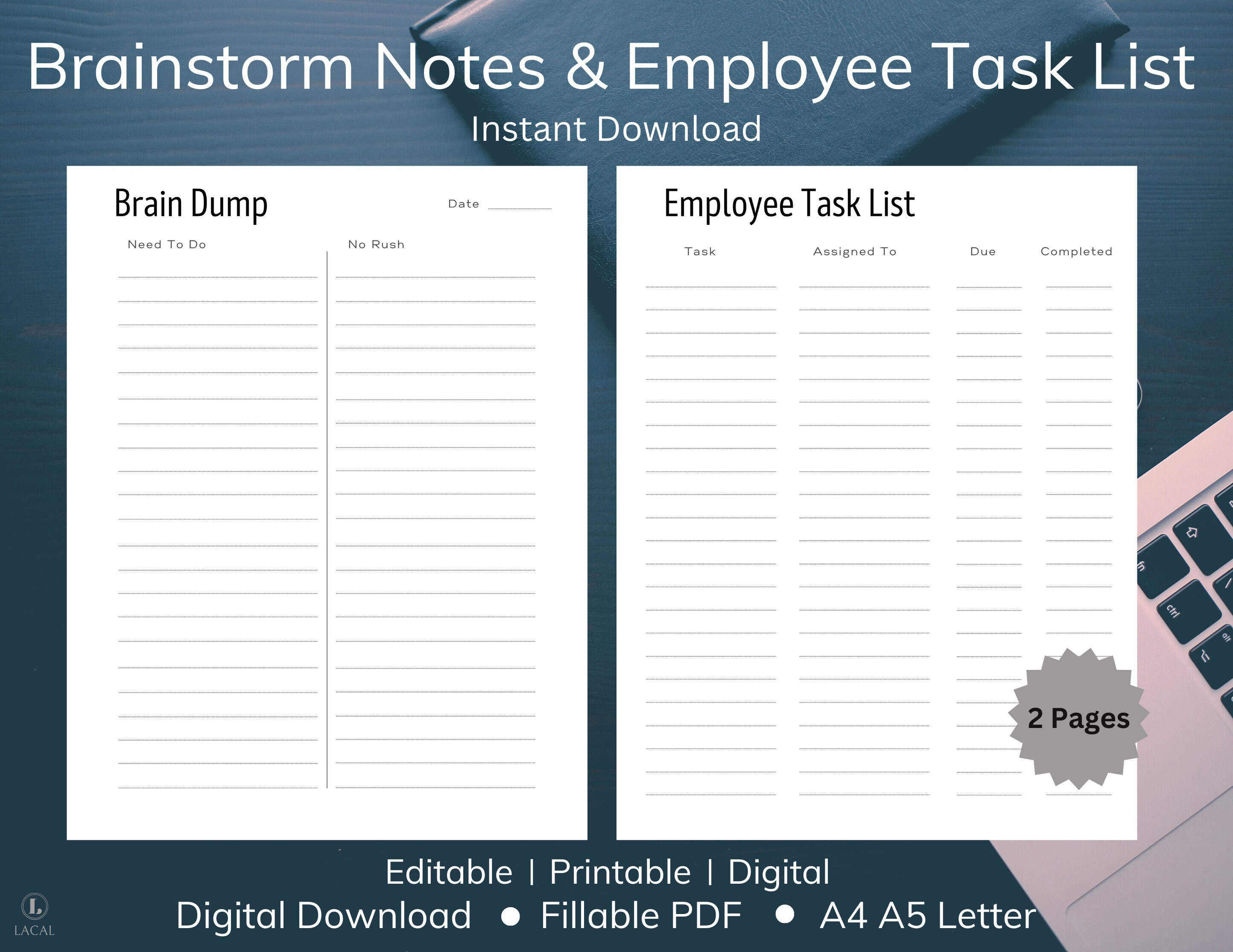 Employee Task List, Brainstorm Notes Page, Printable Task to Do List ...