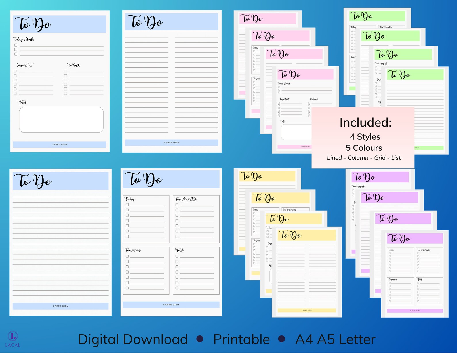 To Do List Printable, Digital Notes, Printable to Do List, Lined Notes ...
