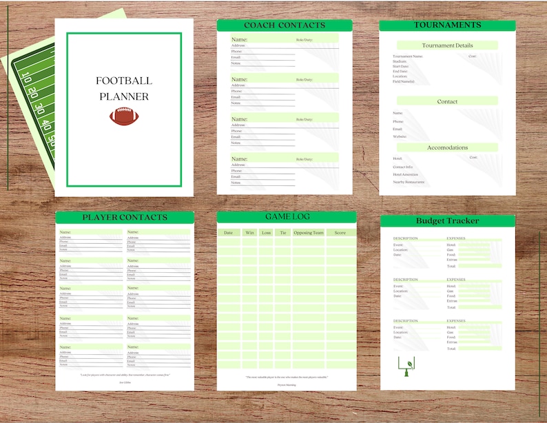 Printable Football Planner, Fillable PDF, Sports Calendar, Sports ...