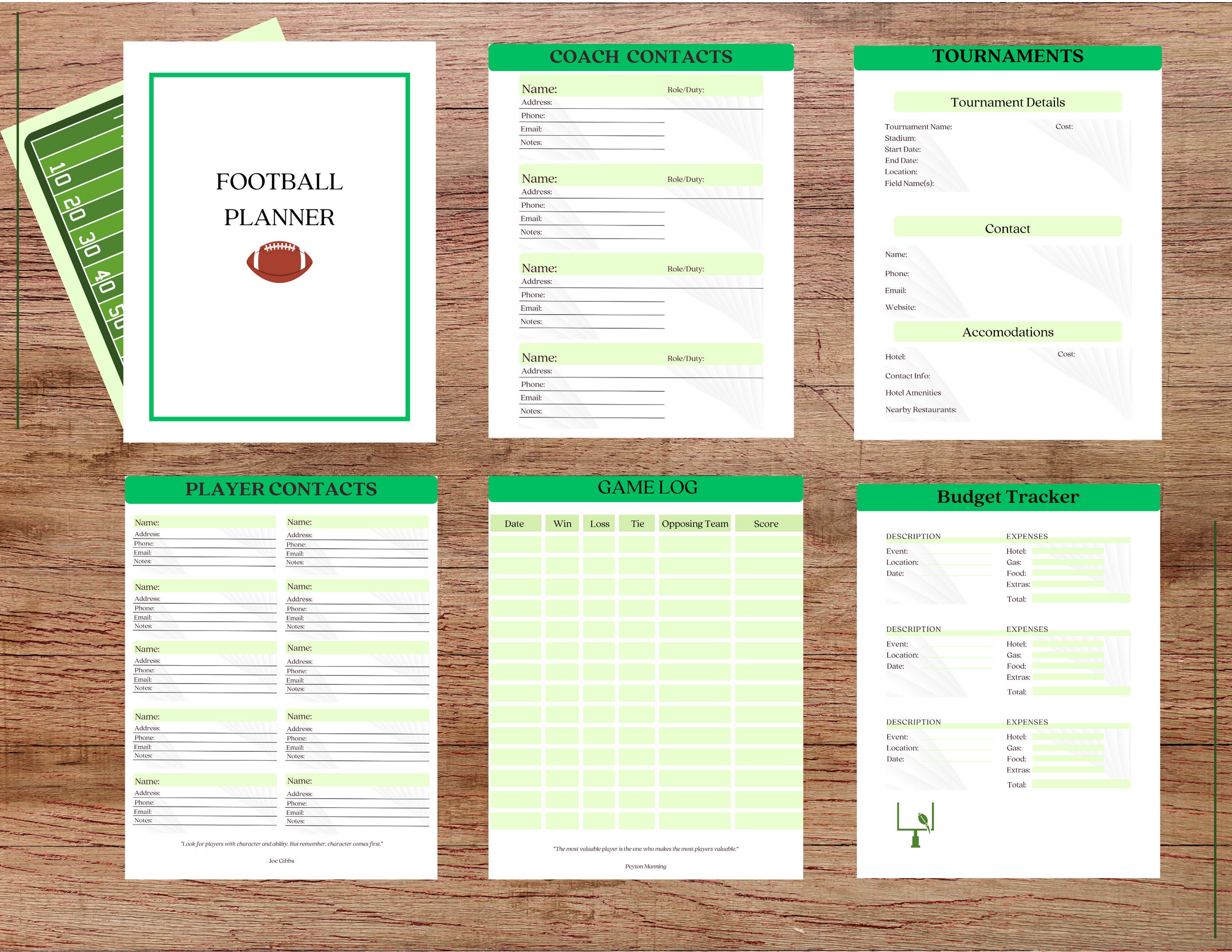 Printable Football Planner, Fillable PDF, Sports Calendar, Sports ...