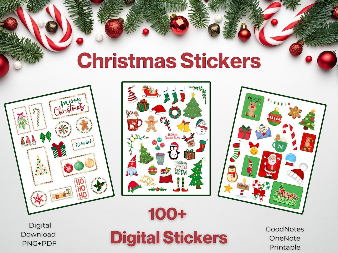 Christmas Stickers Printable, Digital Christmas Stickers, Christmas ...