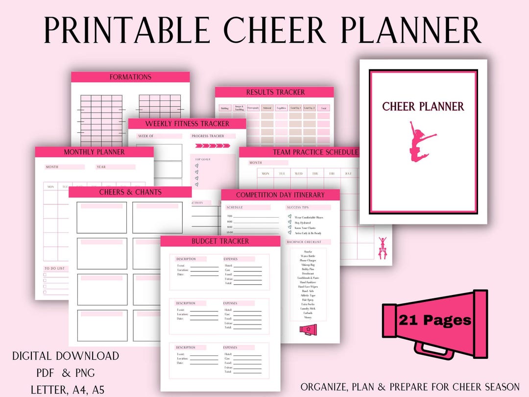 Printable Cheer Planner: Squad Schedule, Team Tracker (PDF & PNG) - Etsy