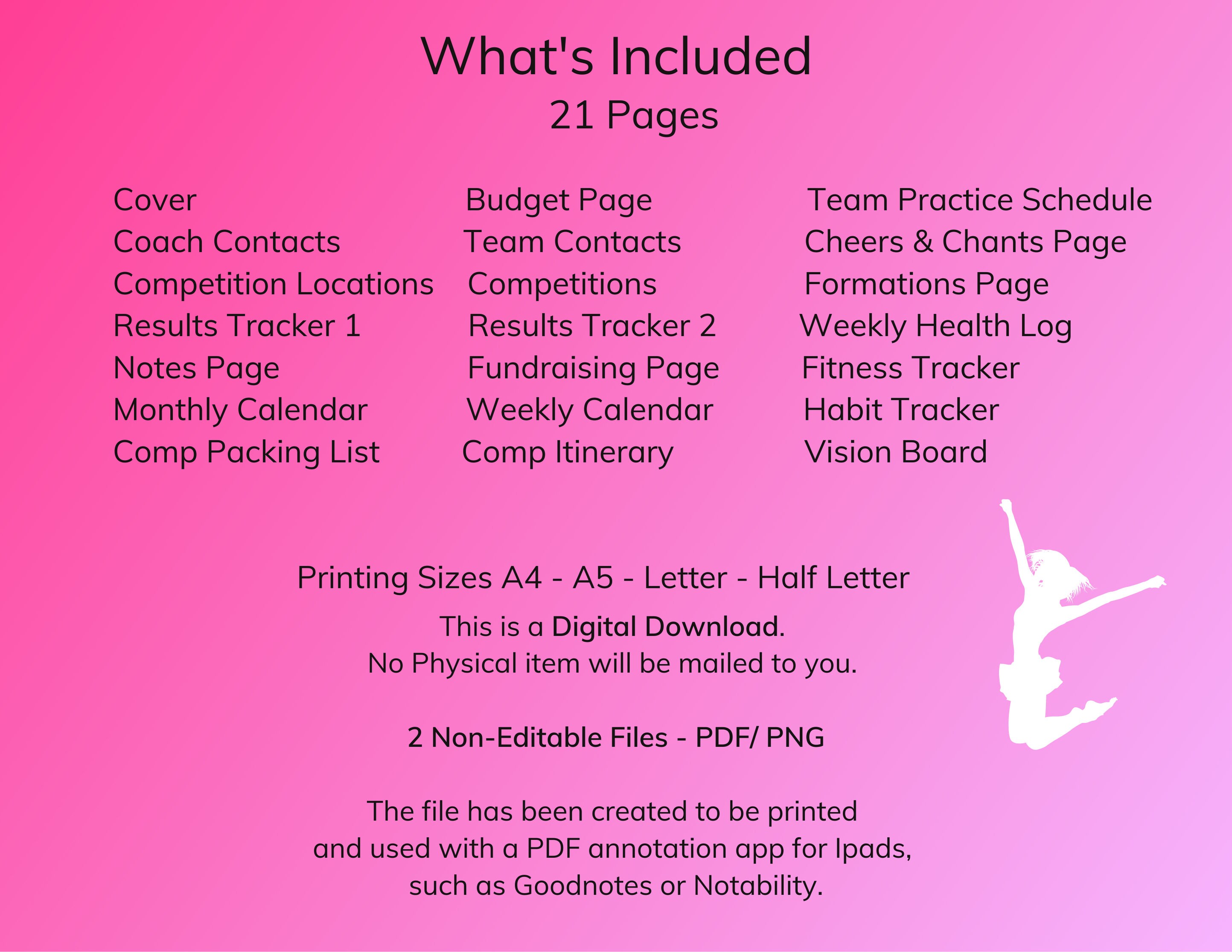 Printable Cheer Planner: Squad Schedule, Team Tracker (PDF & PNG) - Etsy