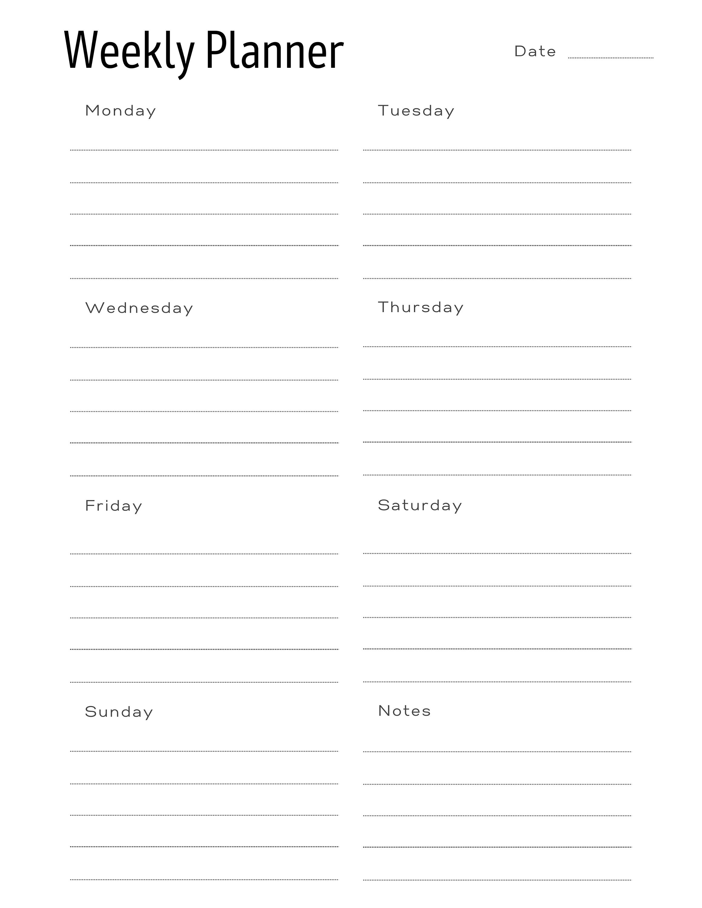 Printable Digital Fillable Daily Weekly Planner, Daily Schedule, Weekly ...