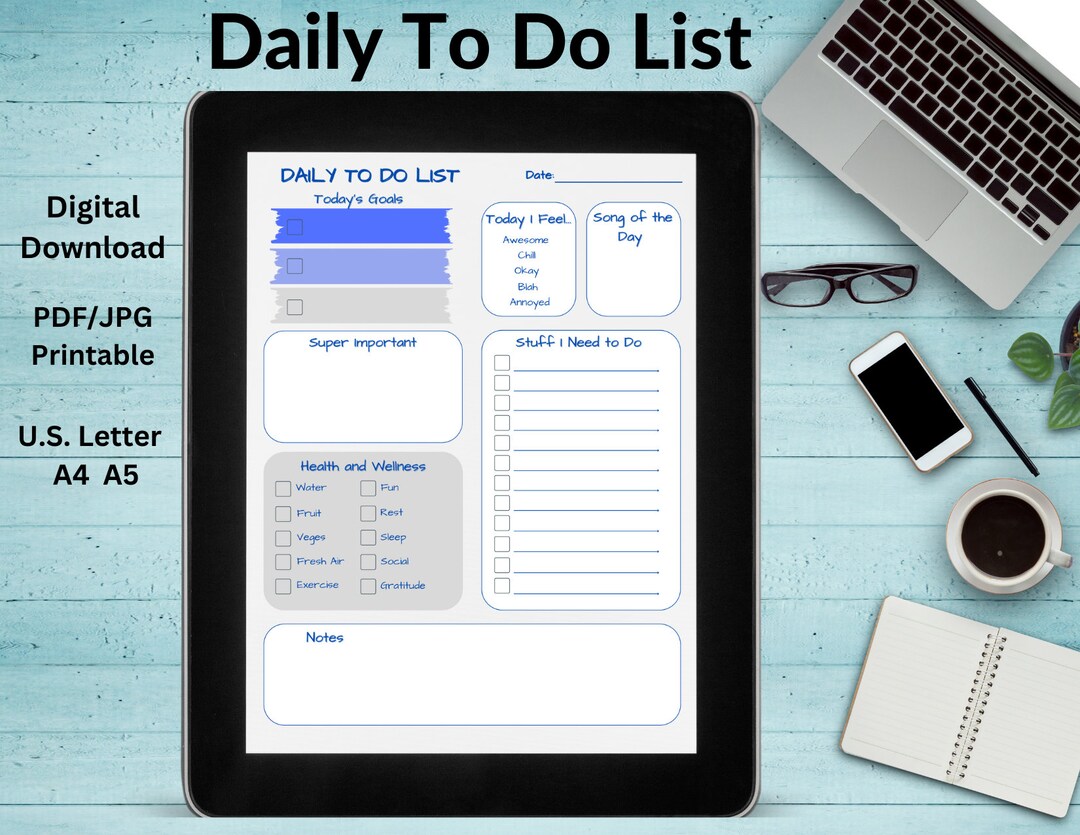 Daily to Do List Printable, Instant Download, Minimalist Daily Planner ...