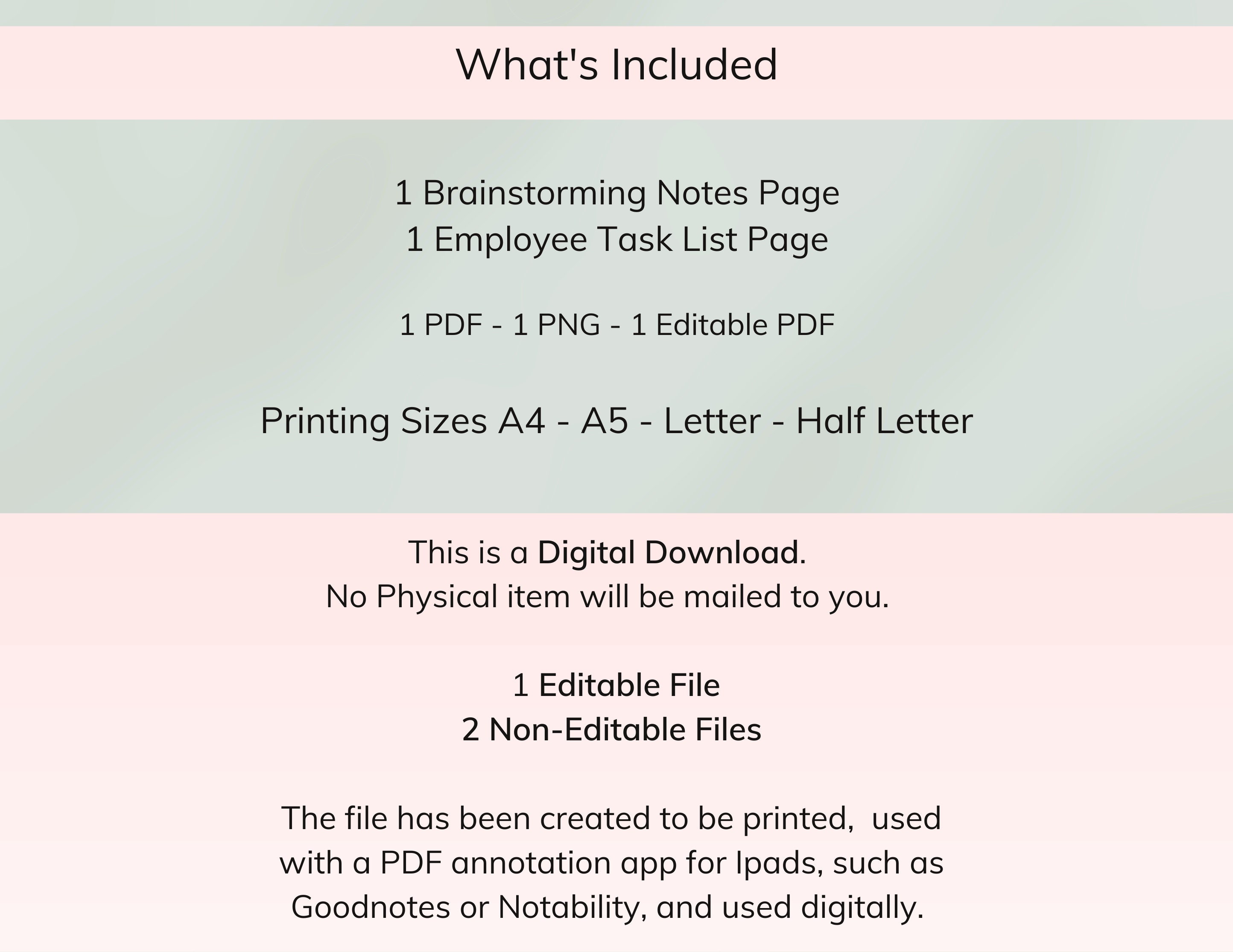 Employee Task List, Brainstorm Notes Page, Printable Task to Do List ...
