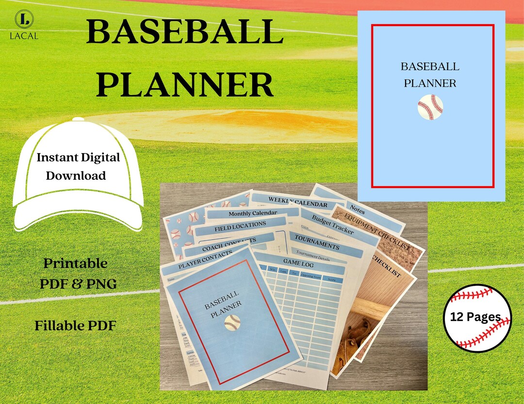 Printable Baseball Planner, Fillable PDF, Sports Calendar, Boys Girls ...