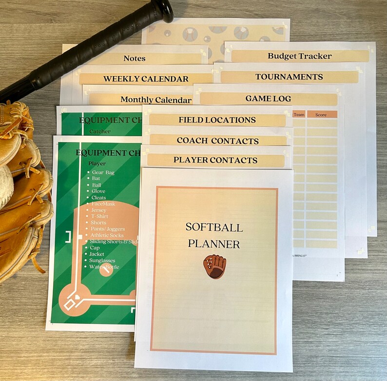 Printable Softball Planner, Fillable PDF, Sports Organizer (digital ...