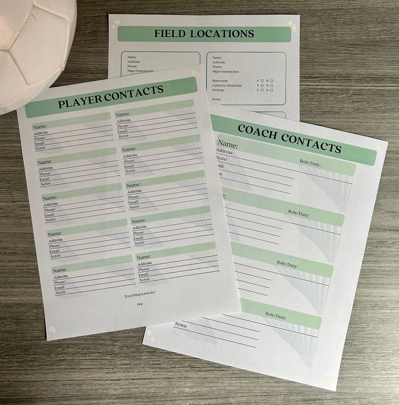 Printable Soccer Planner, Fillable PDF, Sports Calendar, Boys Girls ...