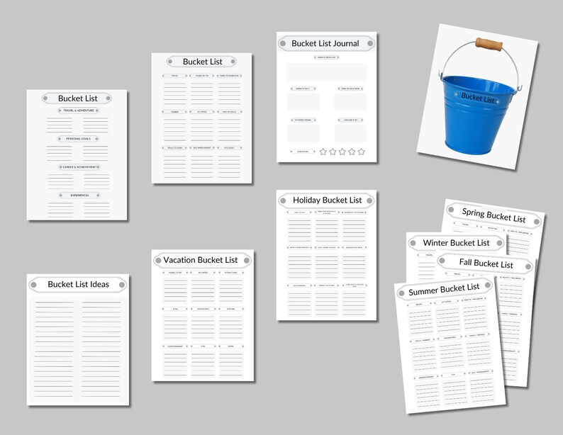 Printable Bucket List, Digital Bucket List Planner, Bucket List ...