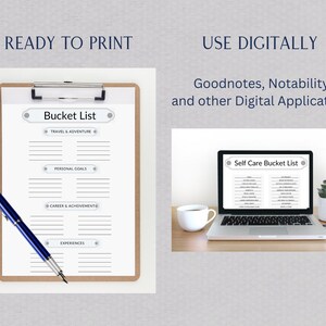 Printable Bucket List, Digital Bucket List Planner, Bucket List ...