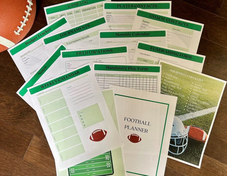 Printable Football Planner, Fillable PDF, Sports Calendar, Sports ...