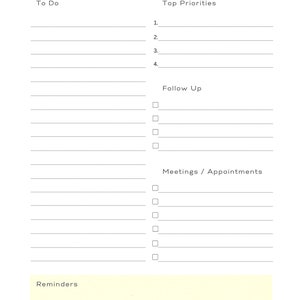 Daily Task List, Notes Page, Printable Planner, Editable to Do List ...