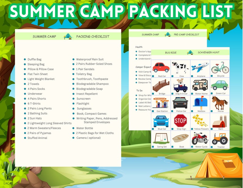 Camp Packing List, Editable, Printable, Summer Camp Checklist, Packing ...