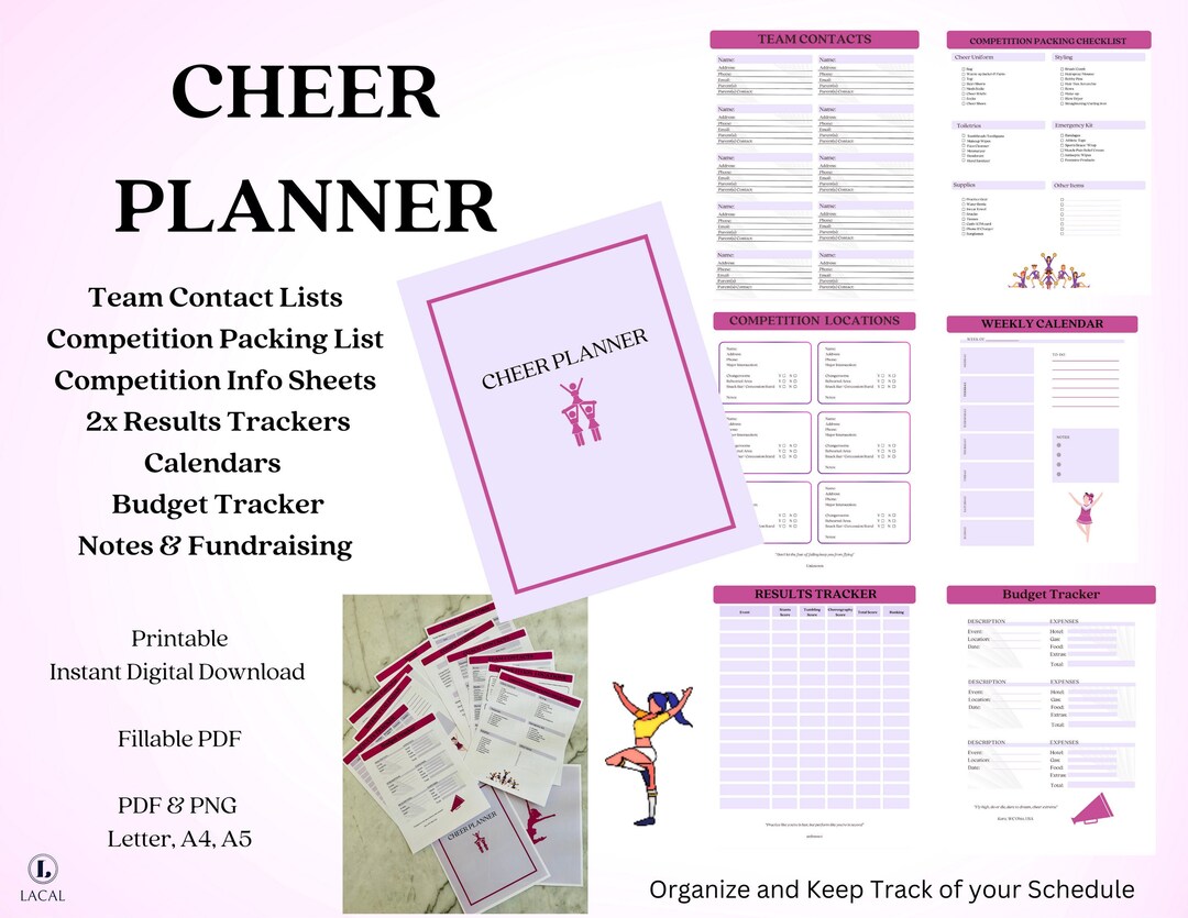 Printable Cheer Planner, Fillable PDF, Cheer Planner, Cheer Calendar ...