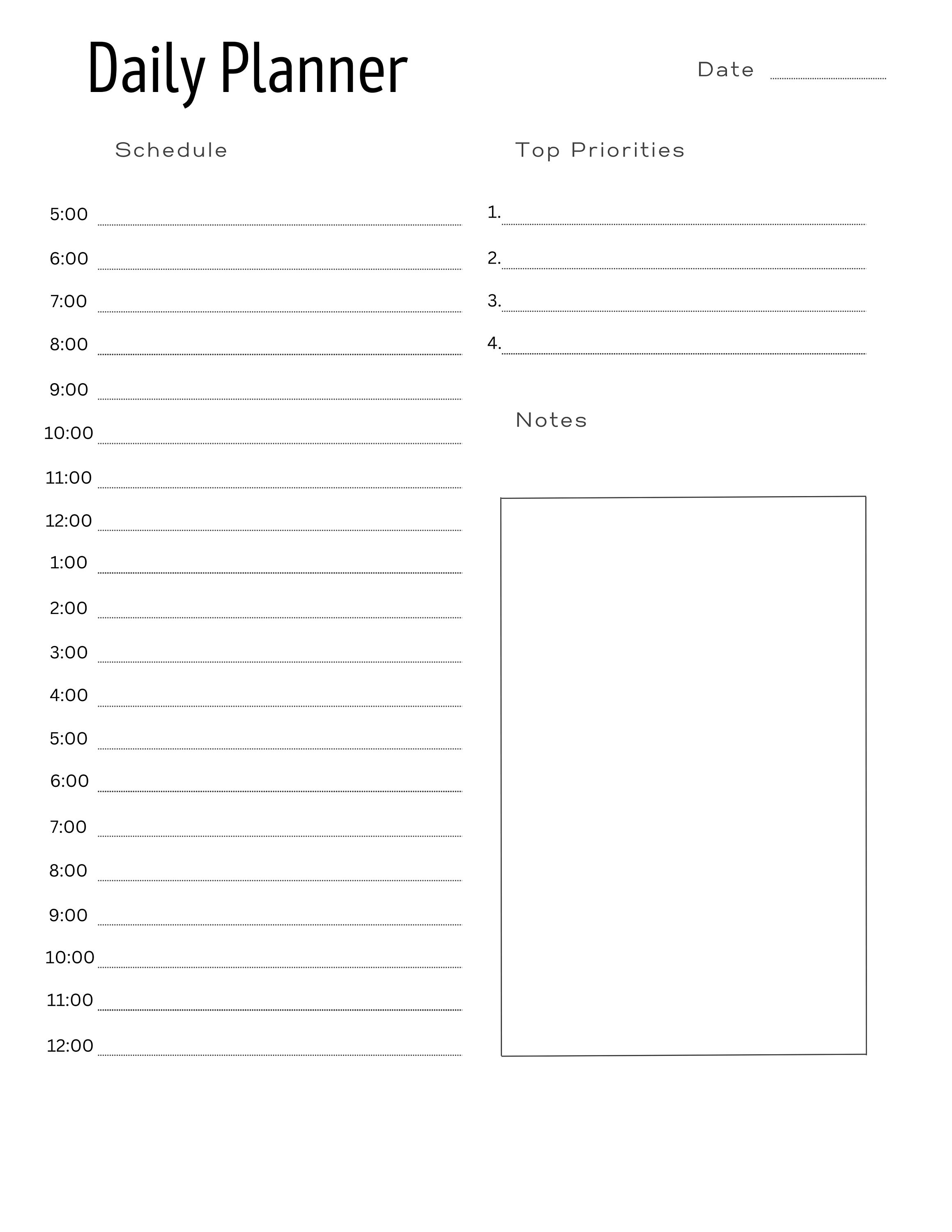 Printable Digital Fillable Daily Weekly Planner, Daily Schedule, Weekly ...