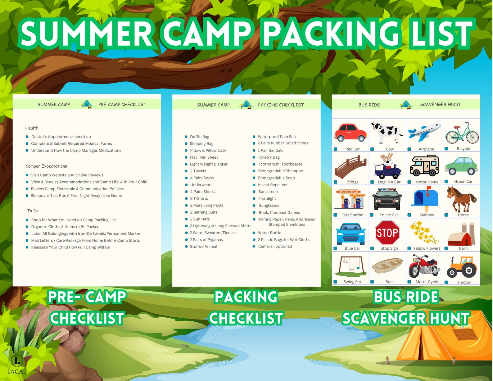 Camp Packing List, Editable, Printable, Summer Camp Checklist, Packing ...