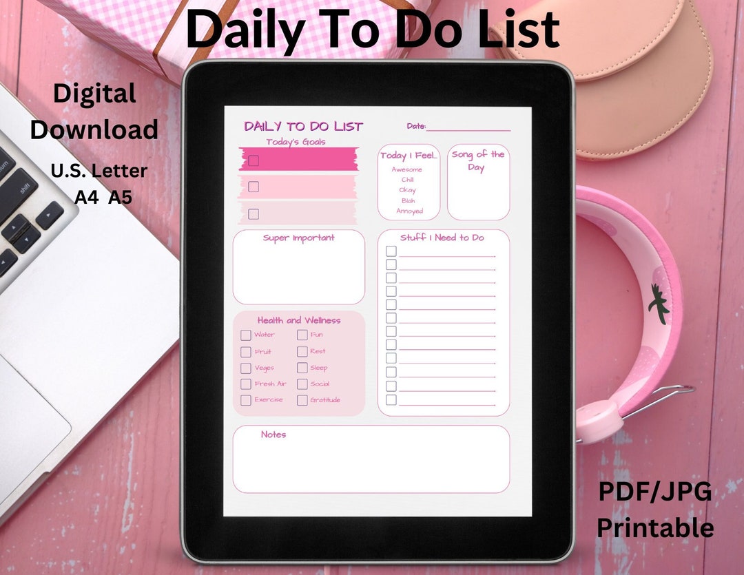 Daily to Do List Printable, Instant Download, Minimalist Daily Planner ...
