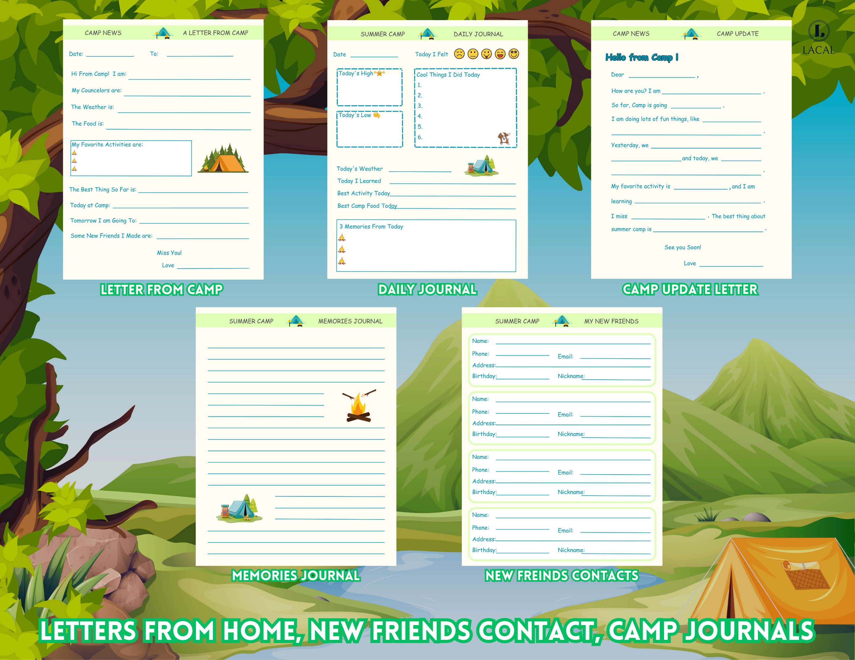 Summer Camp Organizer, Camp Packing List, Printable Letters From Camp ...