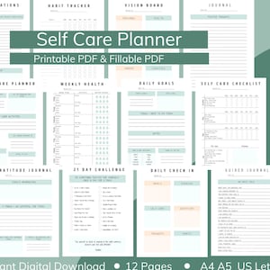 Self Care Planner Printable, Self Care Routine, Fillable Instant ...