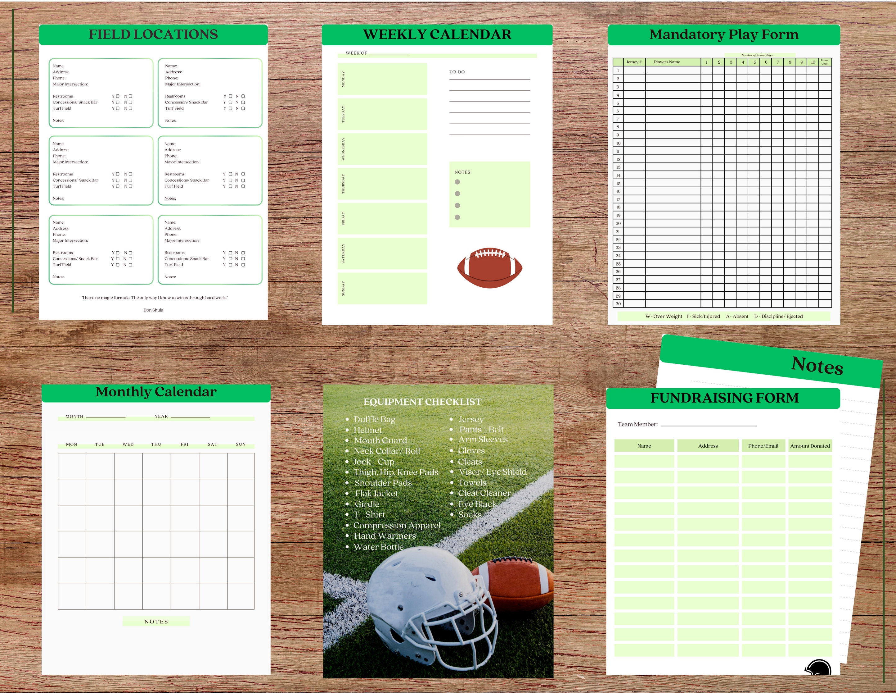 Printable Football Planner, Fillable PDF, Sports Calendar, Sports ...