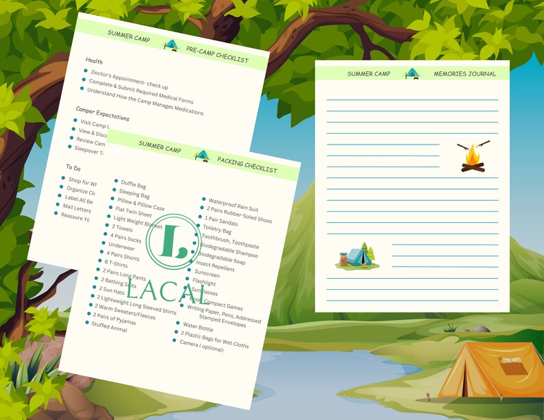 Summer Camp Organizer, Camp Packing List, Printable Letters From Camp ...