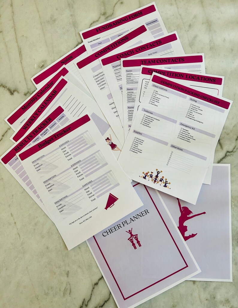 Printable Cheer Planner: Coach, Mom & Team Organizer (fillable PDF) - Etsy