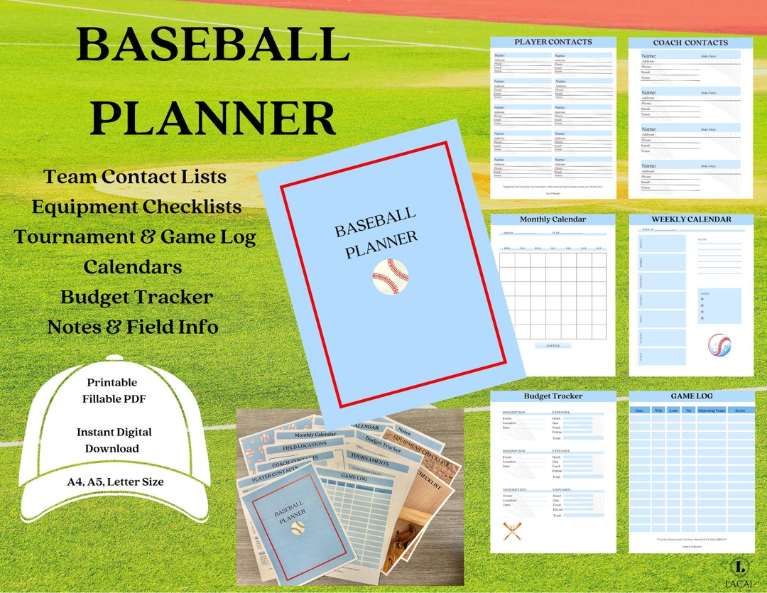 Printable Baseball Planner Fillable PDF Sports Calendar - Etsy
