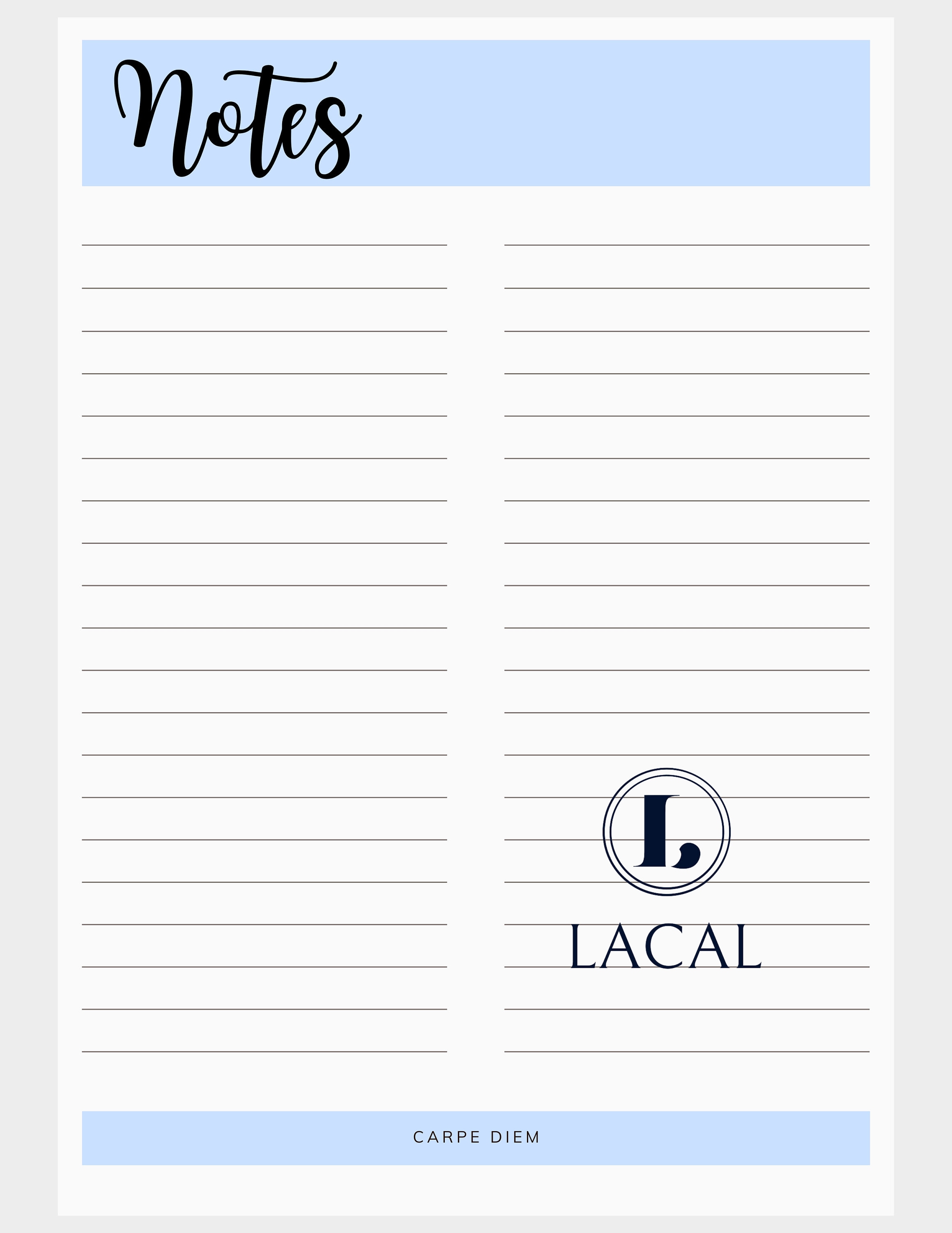 Notes Page Printable, Digital Notes, Printable Notes, Lined Notes ...