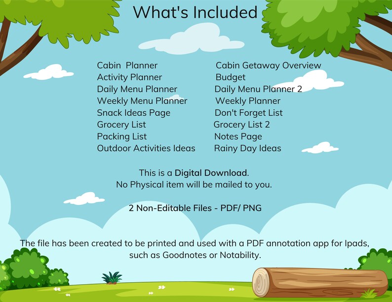 Printable Cabin Planner Checklist, Cabin Getaway Planning, Summer ...