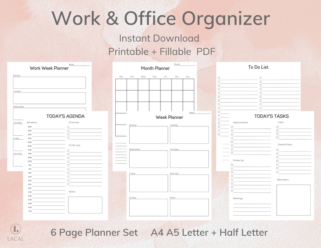 Printable Work Day Planner: Daily Task Organizer (PDF) - Etsy