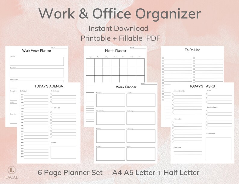 Printable Work Day Planner: Daily Task Organizer (PDF) - Etsy