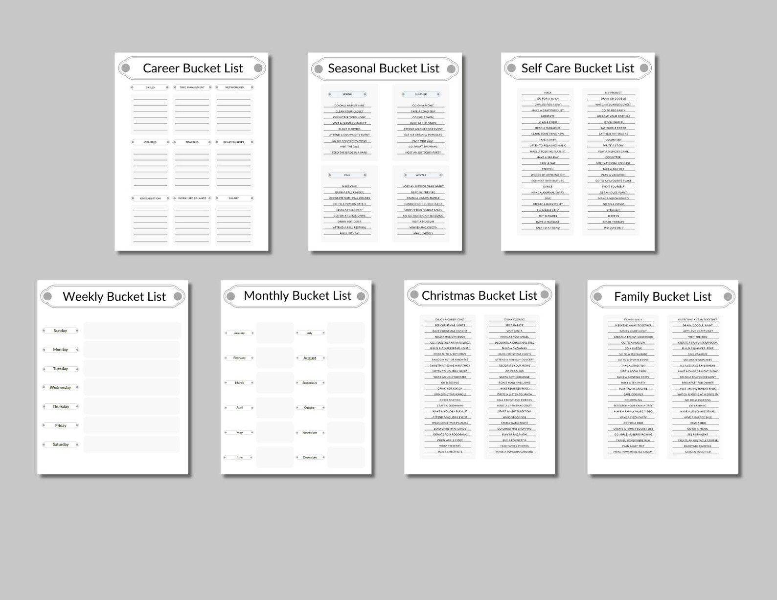 Printable Bucket List, Digital Bucket List Planner, Bucket List ...