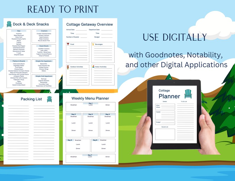 Printable Cottage Planner Checklist Cottage Getaway Planning - Etsy